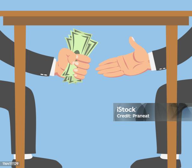 테이블 에서 돈을주는 사업가 범죄에 대한 스톡 벡터 아트 및 기타 이미지 범죄 가리기 개념 Istock