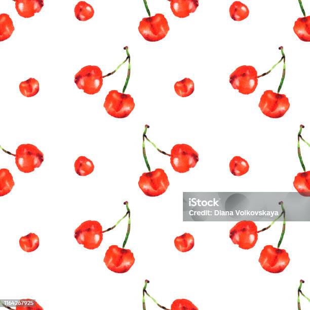 Modèle Daquarelle Sans Couture De Cerises Juteuses Rouges Dessin De
