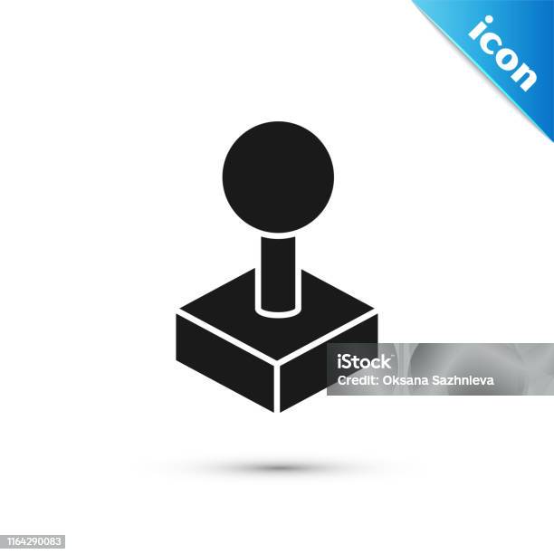 Black Joystick Untuk Ikon Mesin Arcade Terisolasi Pada Latar Belakang