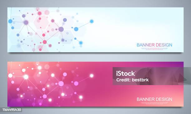 Spanduk Desain Template Dengan Struktur Molekul Dan Jaringan Saraf