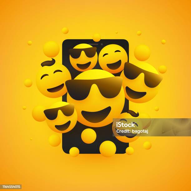 Emoticons On Mobile Device Screen Concept Stock Illustration Download