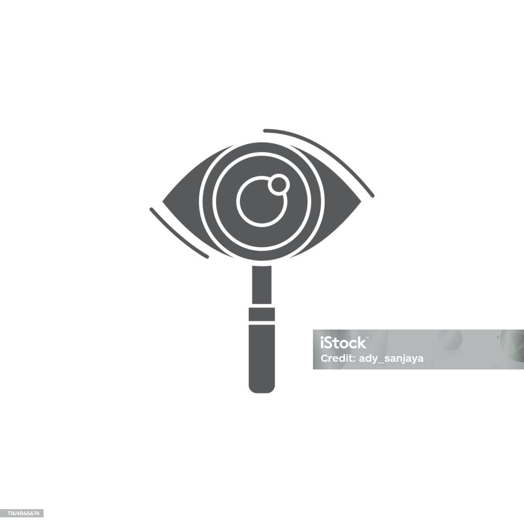 Vergrootglas Met Oog Vector Pictogram Symbool Geïsoleerd Op Witte