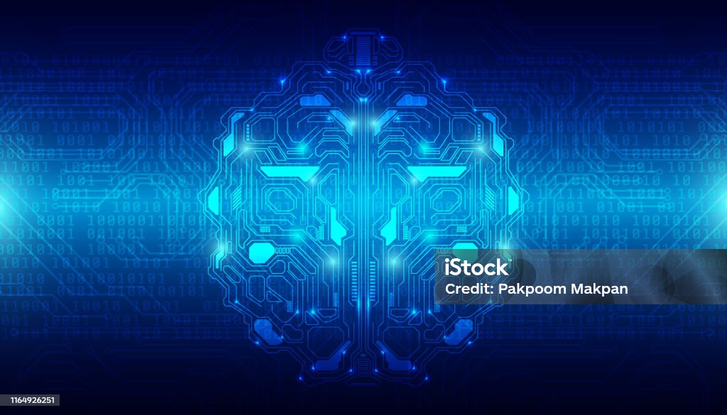 Ilustración De Brain Futuristic Element Circuit Board With Encoder And