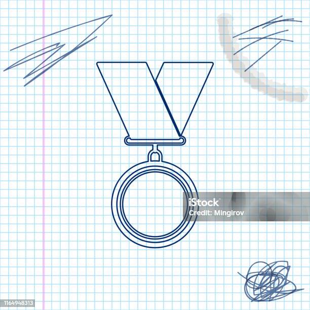 Icône Desquisse De Ligne De Médaille Disolement Sur Le Fond Blanc