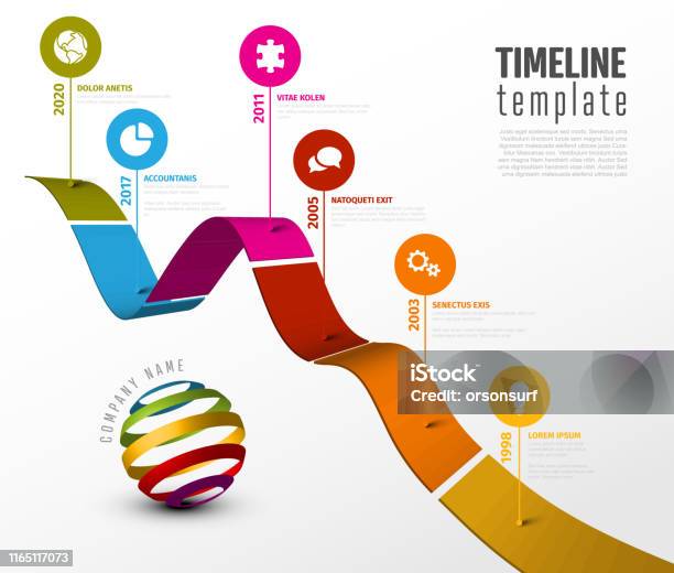 Templat Laporan Garis Waktu Diagonal Infografis Ilustrasi Stok Unduh