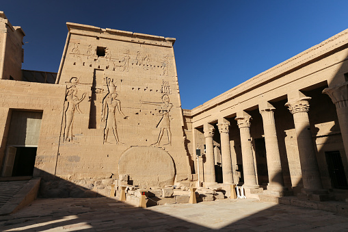 Scena Nel Tempio Di Philae Assuan Egitto Fotografie Stock E Altre