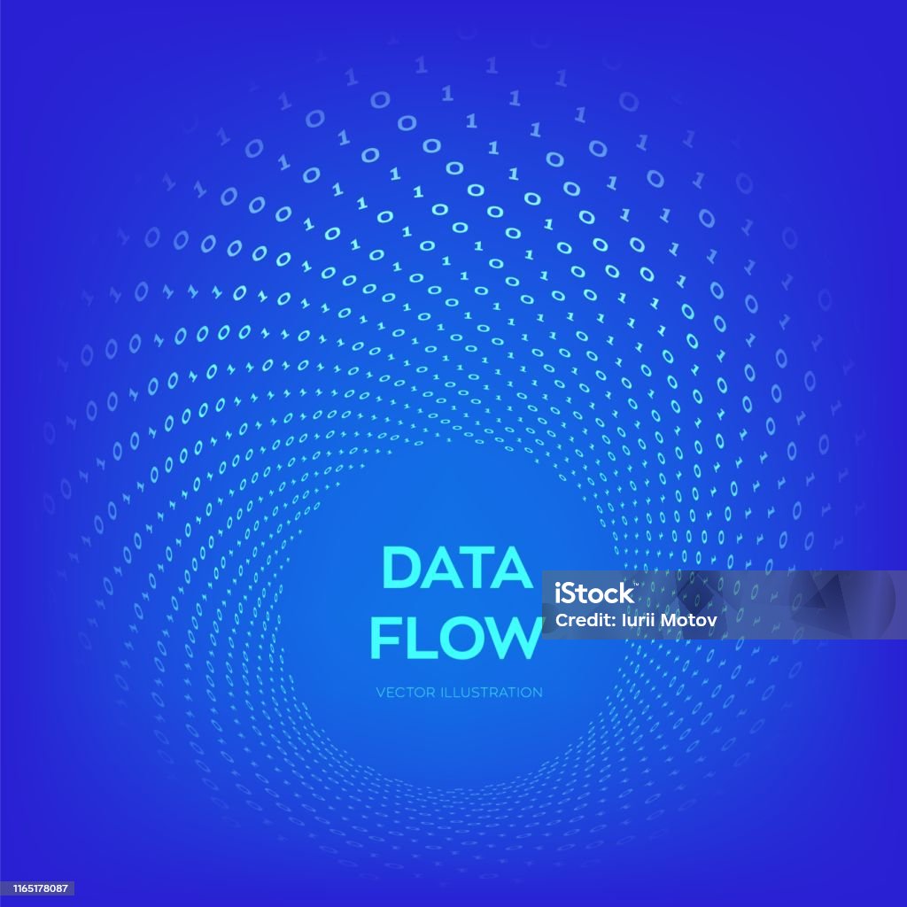 Data Flow Digital Code Binary Data Flow Big Data Virtual Tunnel Warp Coding Programming Or