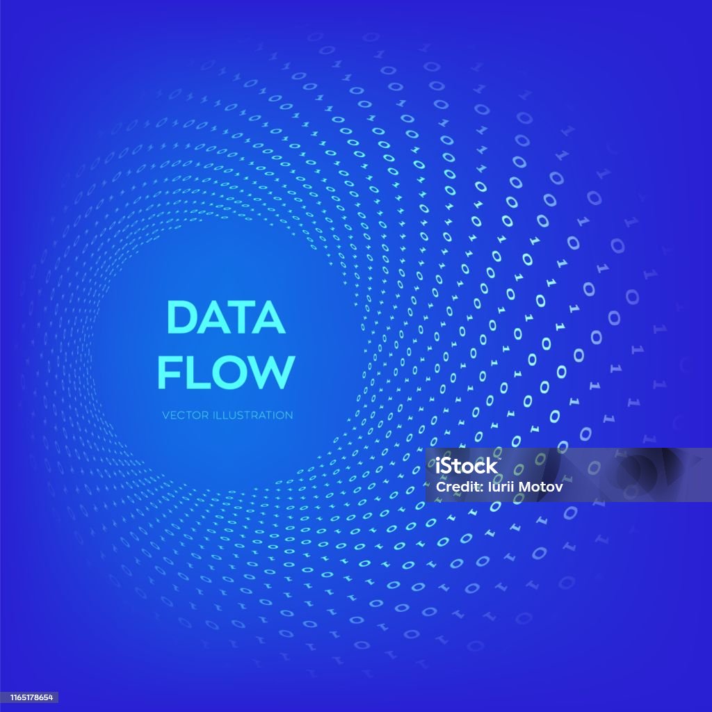 Data Flow Digital Code Binary Data Flow Big Data Virtual Tunnel Warp Coding Programming Or
