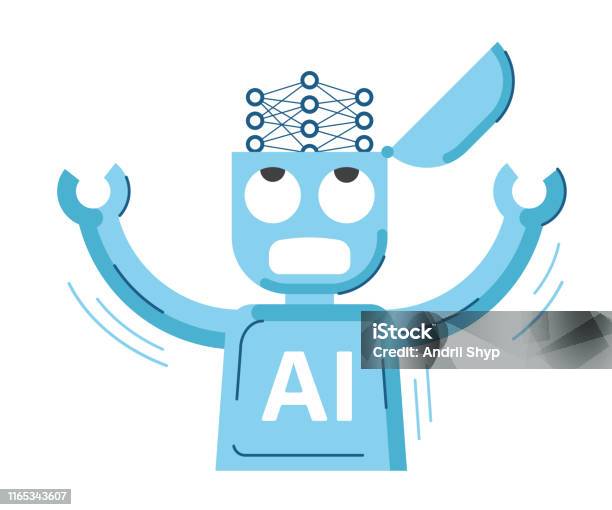 Robot Ai Dengan Tangan Dengan Jaringan Saraf Ilustrasi Stok Unduh