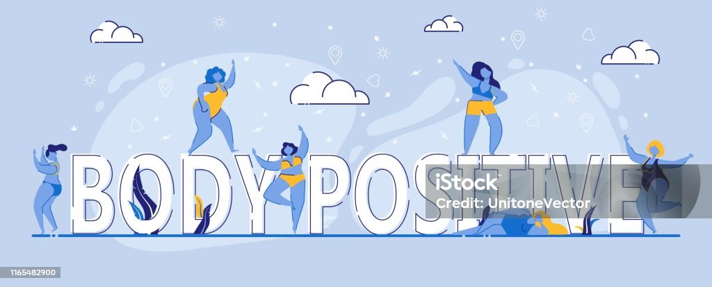 Body Positive Multiracial And Multicultural Girls Stock Illustration