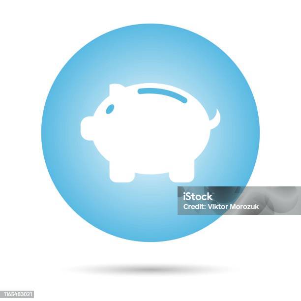 Icône De Porc Porc Blanc Sur Un Cercle Bleu Avec Lombre Vecteurs Libres