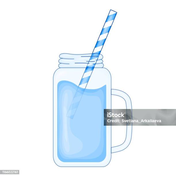 Cocktail Bleu Tropical Dans Le Modèle Mignon De Dessin Animé Partie De