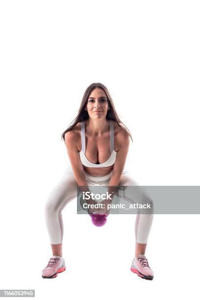 Feliz Confianza Hermosa Mujer Fitness Agacharse Haciendo Ejercicios De