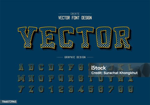Font Lingkaran Halftone Dan Vektor Alfabet Kartun Jenis Huruf Digital