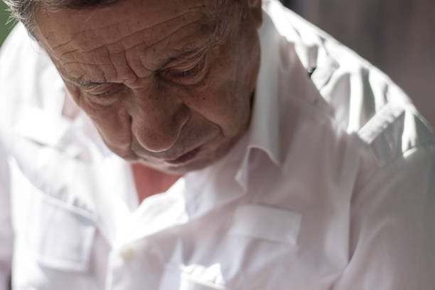 500 Seniors Portrait Of Contemplative Old Caucasian Man Looking Down