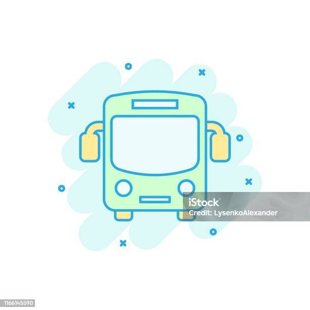 Icône De Bus Décole Dans Le Modèle Comique Illustration De Dessin Animé