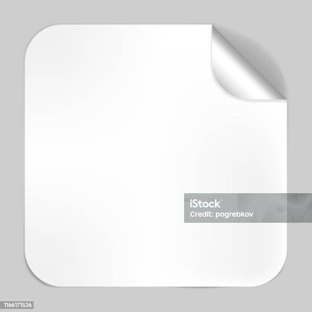 Square Blank White Sticker With Peeled Off Corner Vector Mockup Foil Or ... Square Blank White Sticker With Peeled Off Corner Vector Mockup Foil Or ...