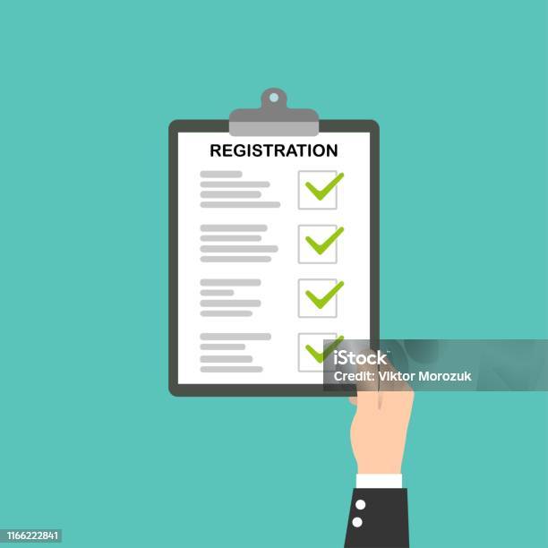 Man Hold Registration Clipboard Flat With Shadow Stock Illustration ... Man Hold Registration Clipboard Flat With Shadow Stock Illustration ...