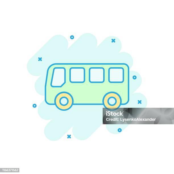 Icône De Bus Décole Dans Le Modèle Comique Illustration De Dessin Animé