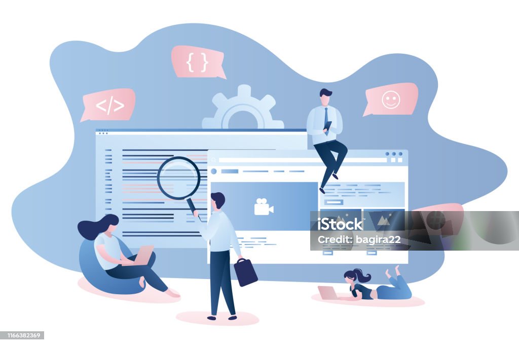 Ilustración de Desarrollo De Software O Aplicaciones Frontend Y Backend ... Ilustración de Desarrollo De Software O Aplicaciones Frontend Y Backend ...