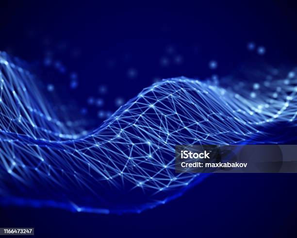 Visualisasi Abstrak Big Data Gelombang Di Permukaan Lautan Informasi
