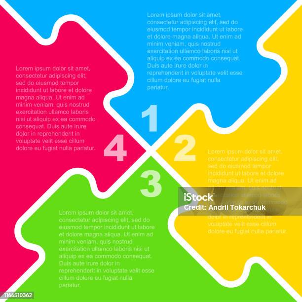 Empat Langkah Tekateki Kotak Diagram Infografis Presentasi Ilustrasi