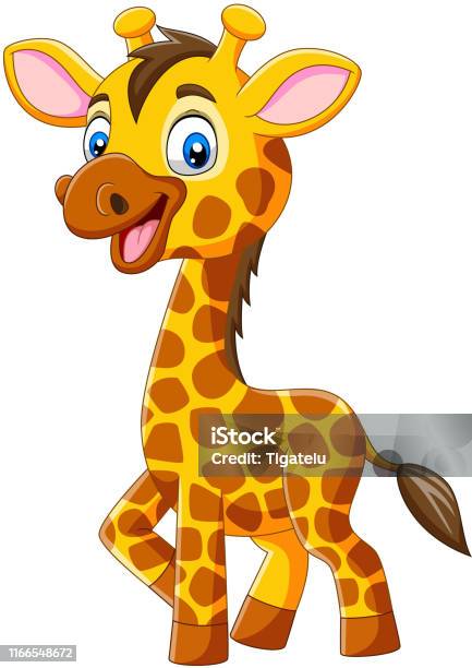 Dessin Animé Mignon De Girafe Disolement Sur Le Fond Blanc Vecteurs