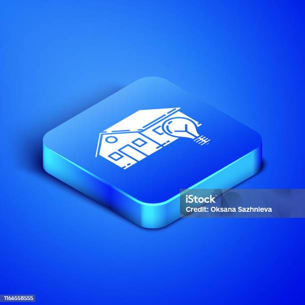 Isometric Smart House Dan Ikon Bola Lampu Terisolasi Pada Latar