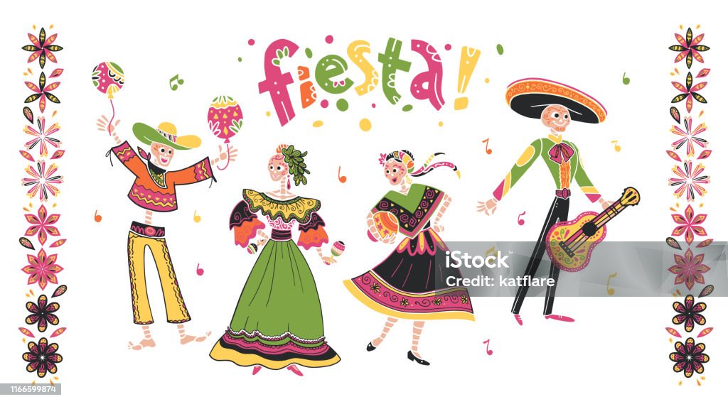 Vetores De Jogo Do Vetor De Caráteres De Esqueleto Da Festa De México
