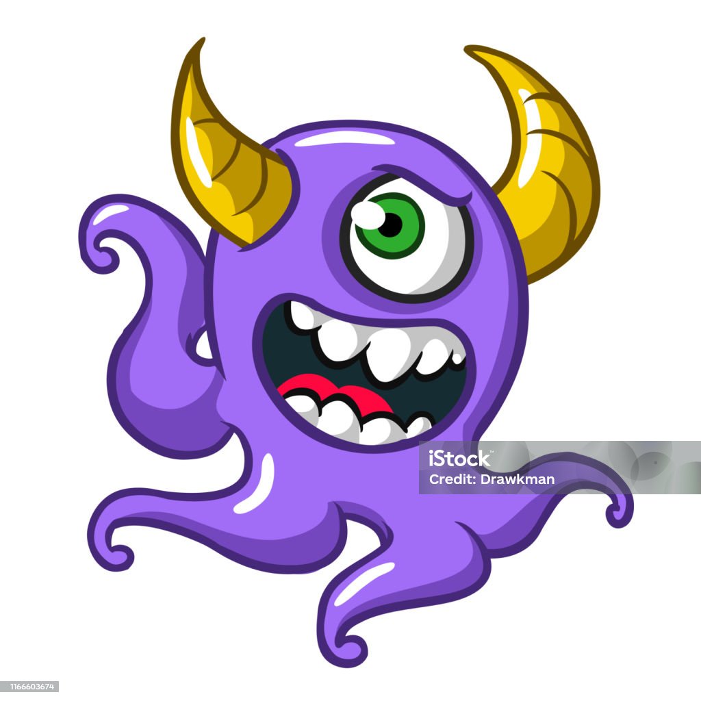卡通可怕的怪物圈向量圖形及更多獨眼巨人圖片 獨眼巨人 章魚 不吉利的 Istock