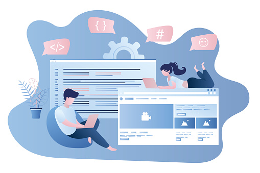 Pengembangan Frontend Dan Backend Coder Dan Programmer Dengan Laptop Di