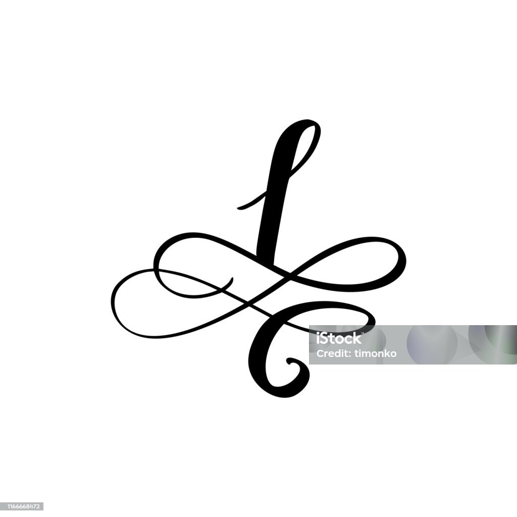 Vector Hand Drawn Kaligrafi Bunga Nomor 1 Monogram Atau Logo Hand