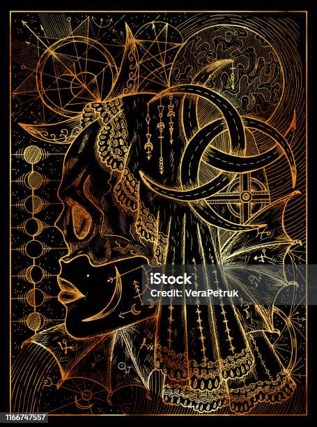 Symbole De Lune Concept Wiccan Mystique Pour La Carte De Tarot Doracle