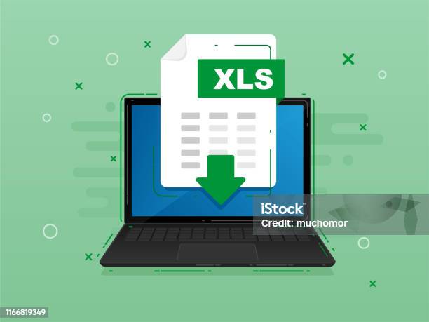 Unduh File Xls Dengan Label Di Layar Laptop Mengunduh Konsep Dokumen