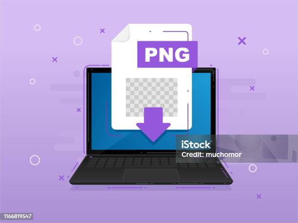Unduh File Png Dengan Label Di Layar Laptop Mengunduh Konsep Dokumen