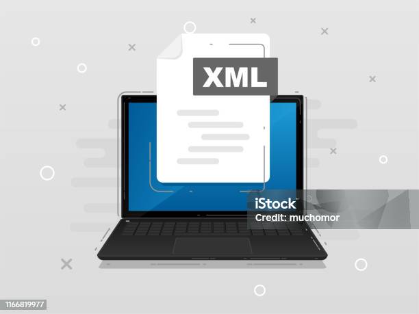 Unduh File Xml Dengan Label Di Layar Laptop Mengunduh Konsep Dokumen