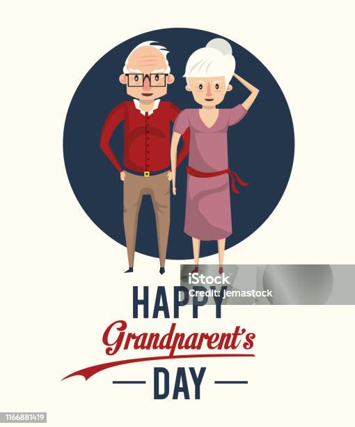 Kartu Hari Kakeknenek Bahagia Dengan Kartun Ilustrasi Stok Unduh