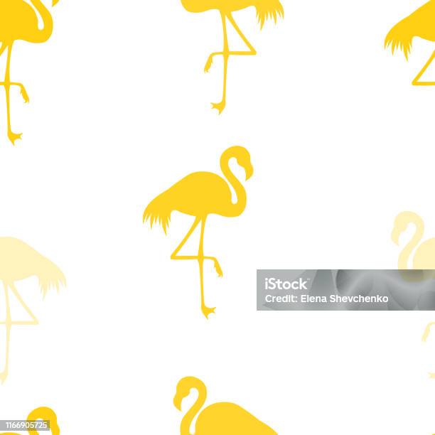 Ilustrasi Vektor Pola Flamingo Yang Mulus Kuning Flamingo Pola Latar