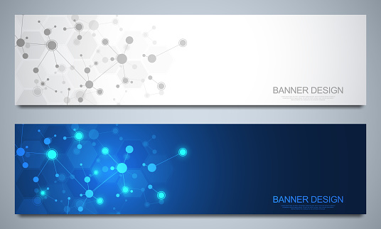 Spanduk Desain Template Dengan Struktur Molekul Dan Jaringan Saraf