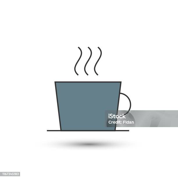 Vetores De Copo Do Ícone Quente Do Chá Café No Estilo Liso Vector O