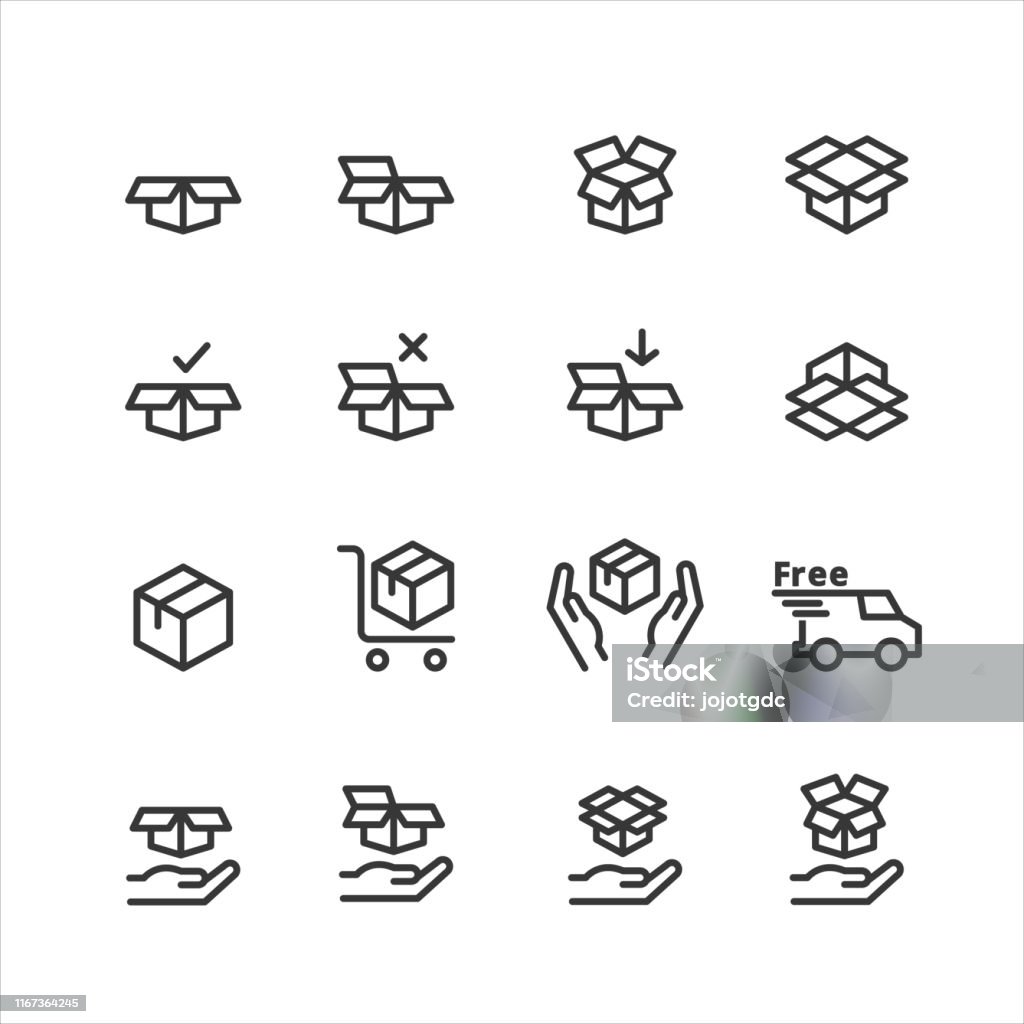 Ilustración De Vector De Línea Icono De La Caja De Compras Y Más Vectores Libres De Derechos De