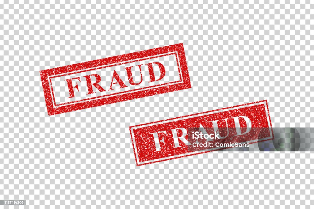 Vector Set Of Realistic Isolated Red Rubber Stamp Of Fraud Logo For