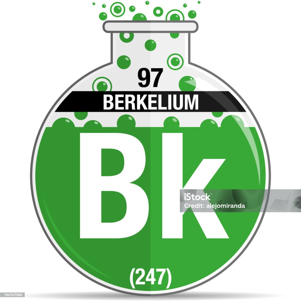 Simbolo Di Berkelium Su Pallone Rotondo Chimico Elemento Numero 97