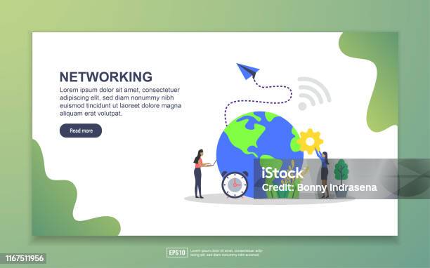 Templat Halaman Arahan Jaringan Konsep Desain Datar Modern Desain