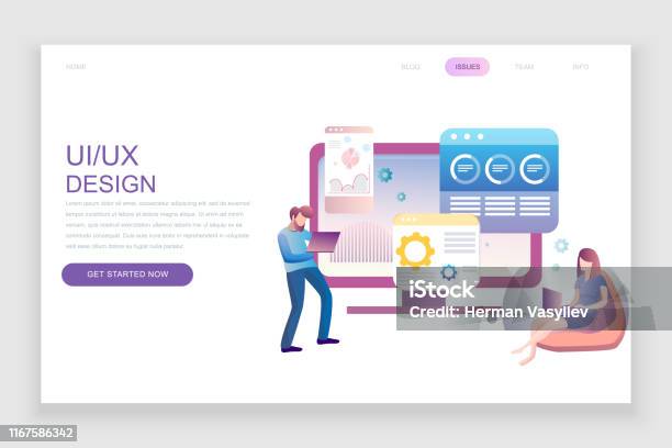Konsep Template Desain Halaman Web Datar Modern Ux Desain Ui Dihiasi