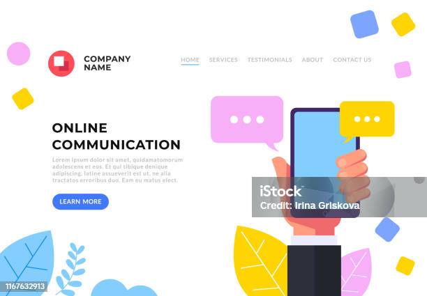 Konsep Komunikasi Chatting Online Ilustrasi Desain Grafis Kartun Datar
