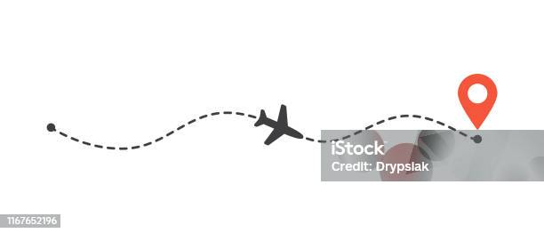 Trajectoire De Vol Davion À La Marque De Localisation Ligne Ditinéraire