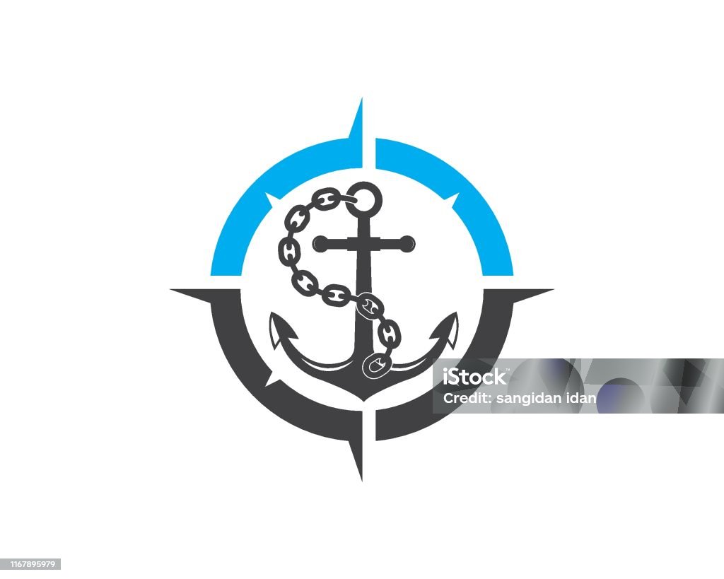 Ikon Jangkar Logo Desain Kompas Template Vektor Ilustrasi Stok Unduh