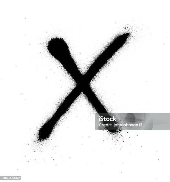 Grafiti Tipis X Font Disemprotkan Dalam Hitam Di Atas Putih Ilustrasi