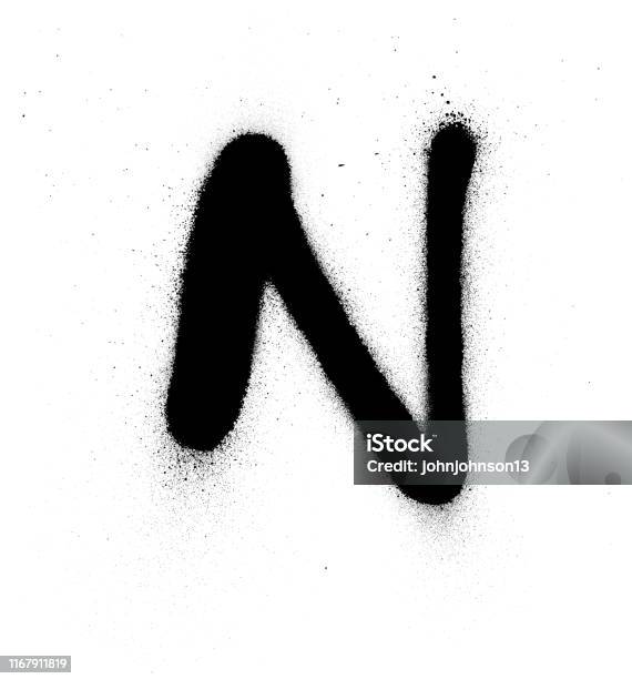 Grafiti Tipis N Font Disemprotkan Dalam Hitam Di Atas Putih Ilustrasi